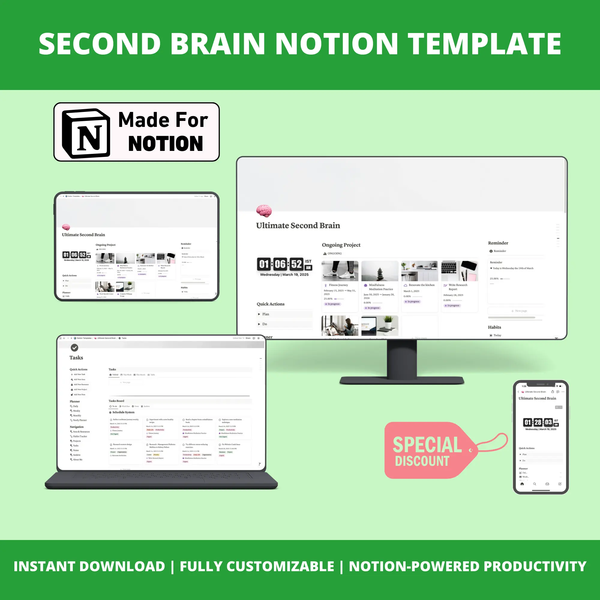 Second Brain Notion Template – Ultimate Productivity & Project ...